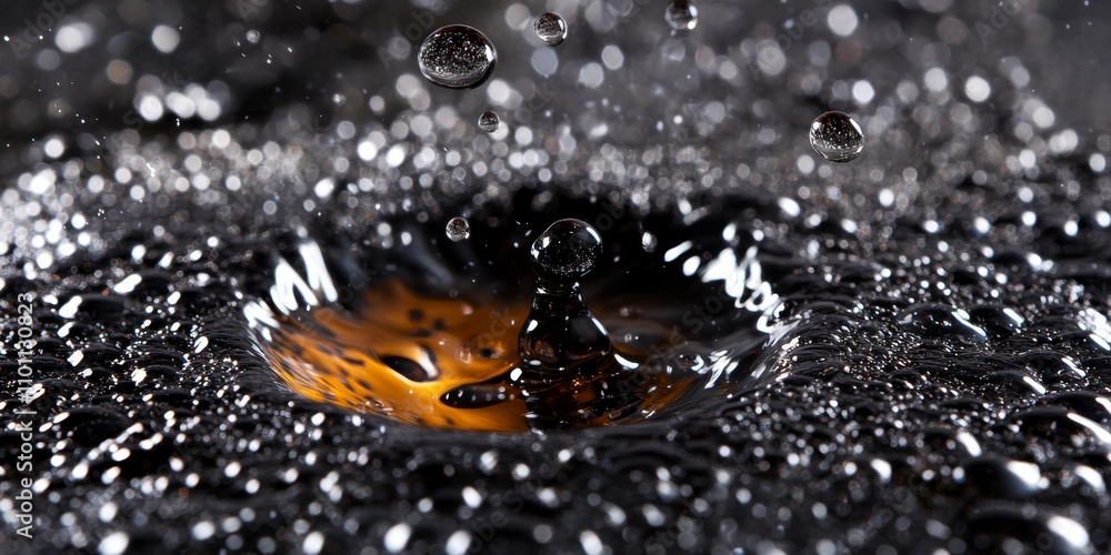 Ferro fluid, a nanoscale mixture with iron particles, reacts under a ...