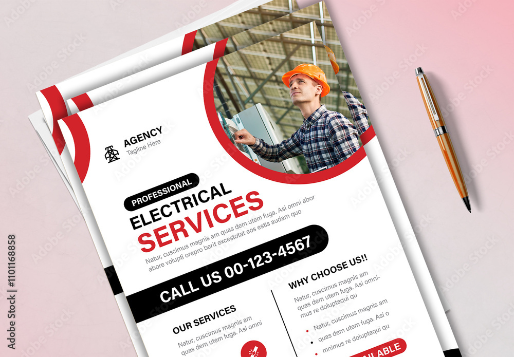 Professional Electrical Services Flyer Template Design Stock Template ...