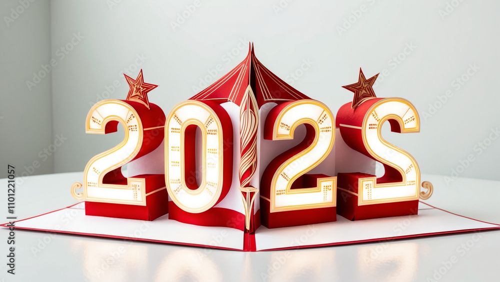 2025 Numbers pop up card with bold, sparkling "2025" numbers that stand ...