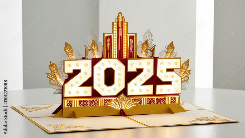 2025 Numbers pop up card with bold, sparkling "2025" numbers that stand ...