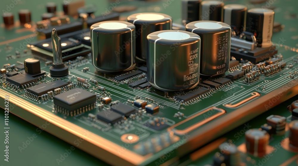 Transistor PCB macro with powerful transistors capacitors large enough ...