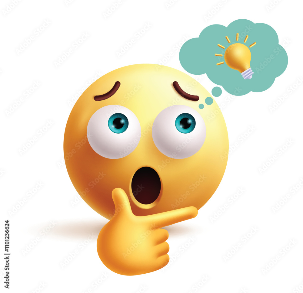 Thinking emoji 3d clipart character. Emojis think hand gesture, curious ...