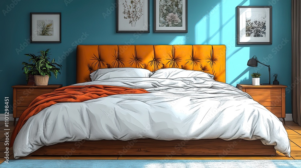 vector icon of a bed doodle of a bed by hand of a doodle bed modern ...