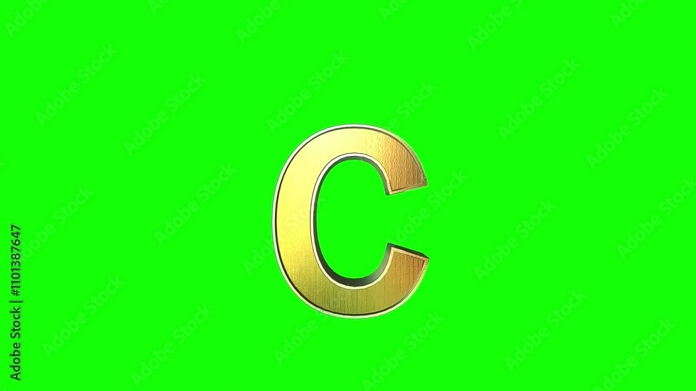 3D Rotation Letter 'C' Text with Gold Letter Typography, 'C Alphabet ...