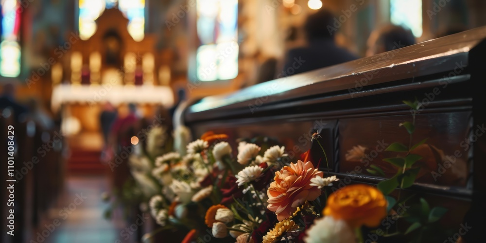 Farewell ceremony in a place of worship, with family gathered on steps ...