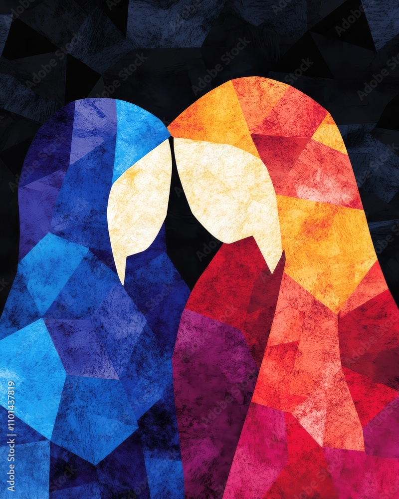 abstract modern painting of a stained glass window related to ...