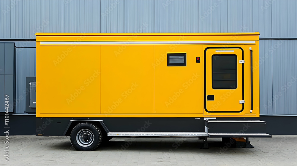 Bright Yellow Mobile Unit, Exterior View of a Portable Generator or ...