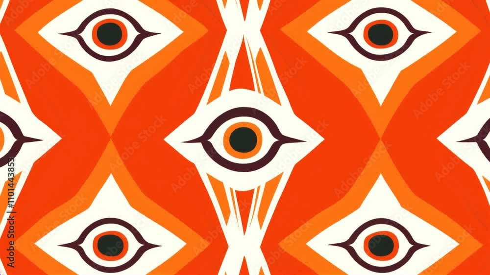 A striking design showcases an array of eye shapes set against a bright ...