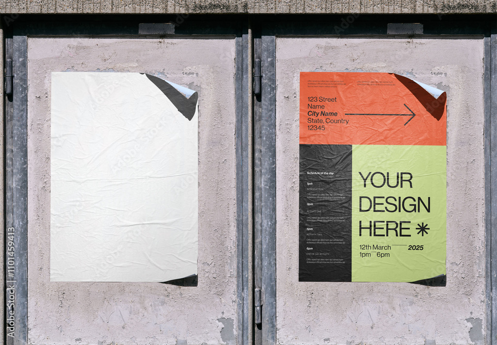 Mockup Of Vertical Customized Poster Peeling Off Wall Stock Template ...
