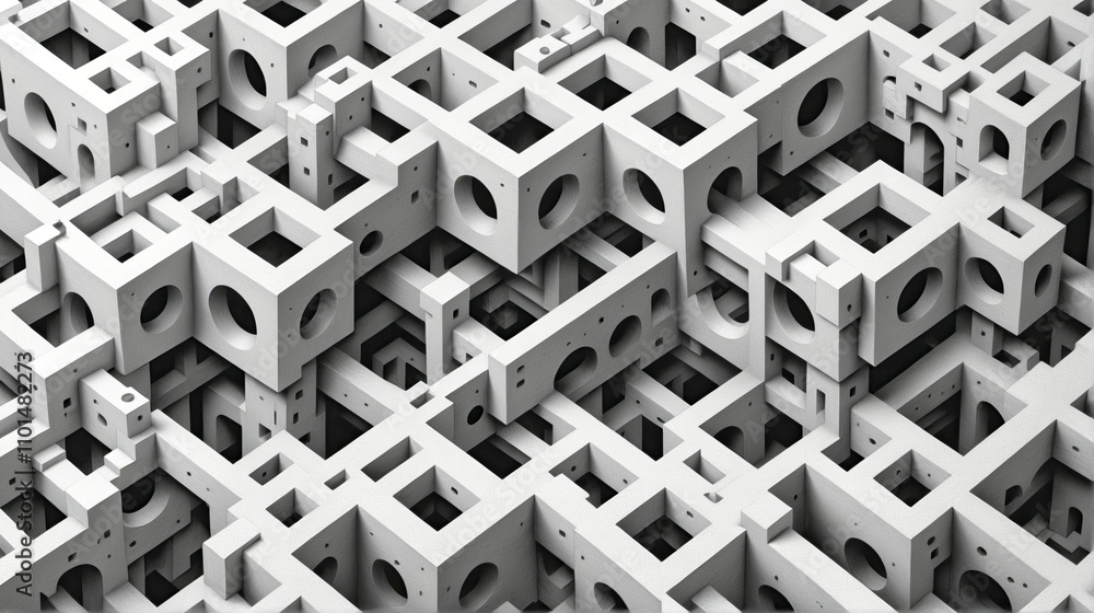 Concrete Labyrinth: A mesmerizing exploration of geometric forms, where ...