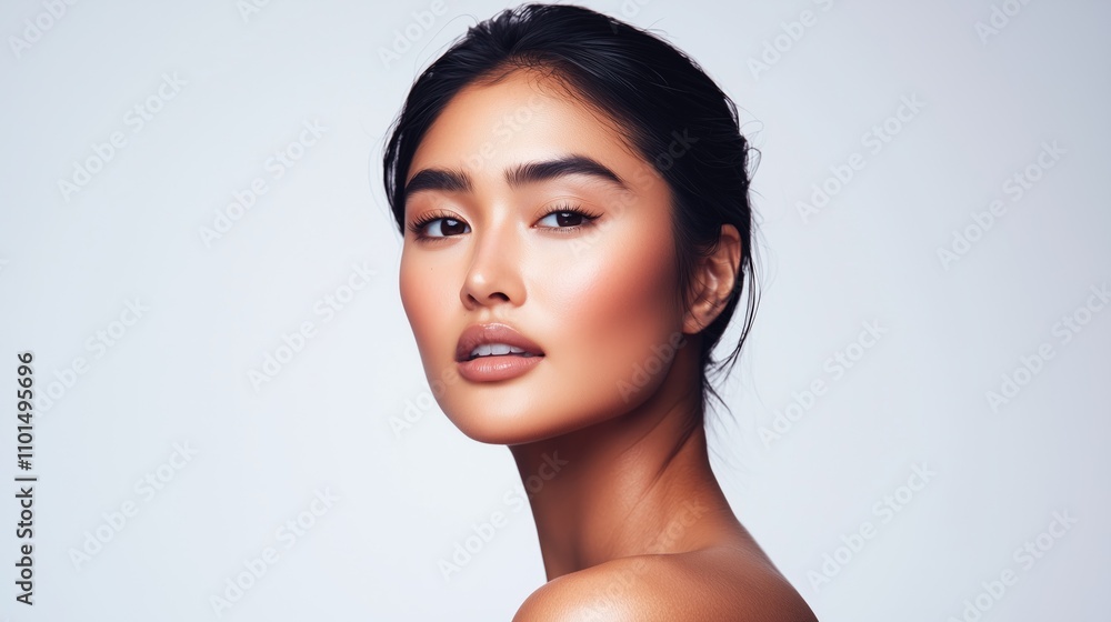 Beautiful asian woman with flawless complexion and skin, portrait ...