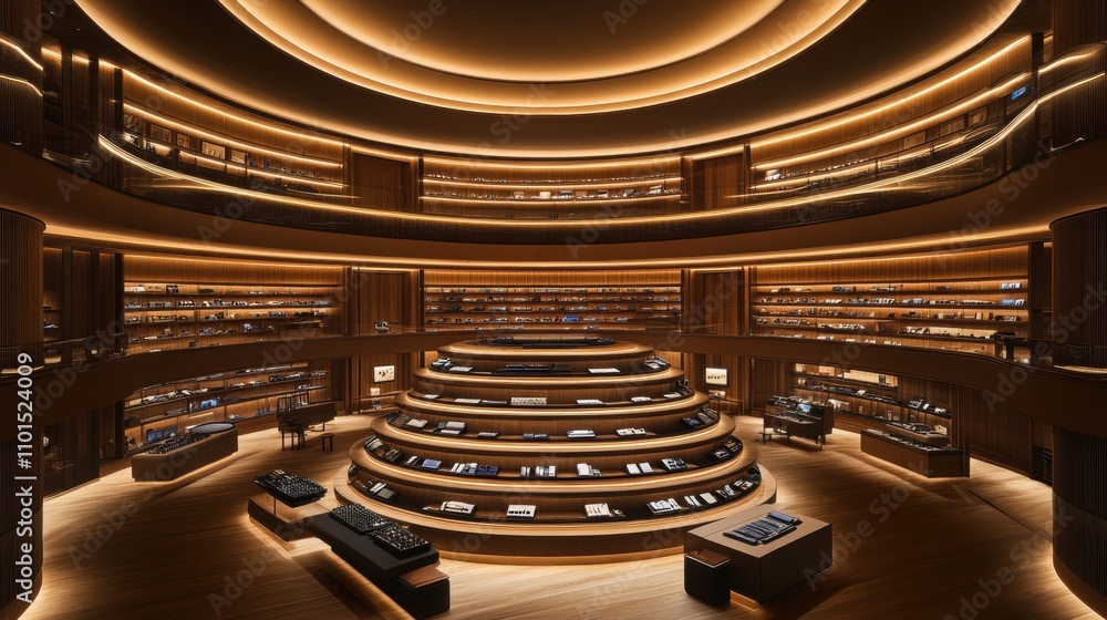 Modern Architectural Design of a Library with Multilevel Bookshelves ...