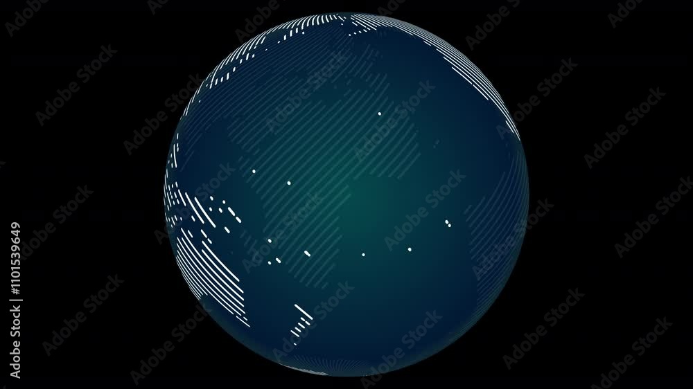 Line Pattern Globe World Rotating on Transparent Background Seamless ...