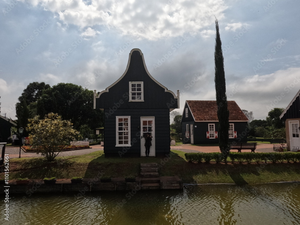 parque histórico de carambeí, museu a céu aberto com casas em estilo ...