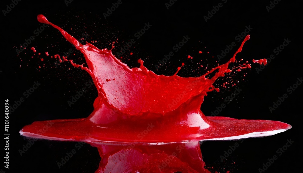Dynamic red splash paint stain with vibrant, irregular splatter edges ...