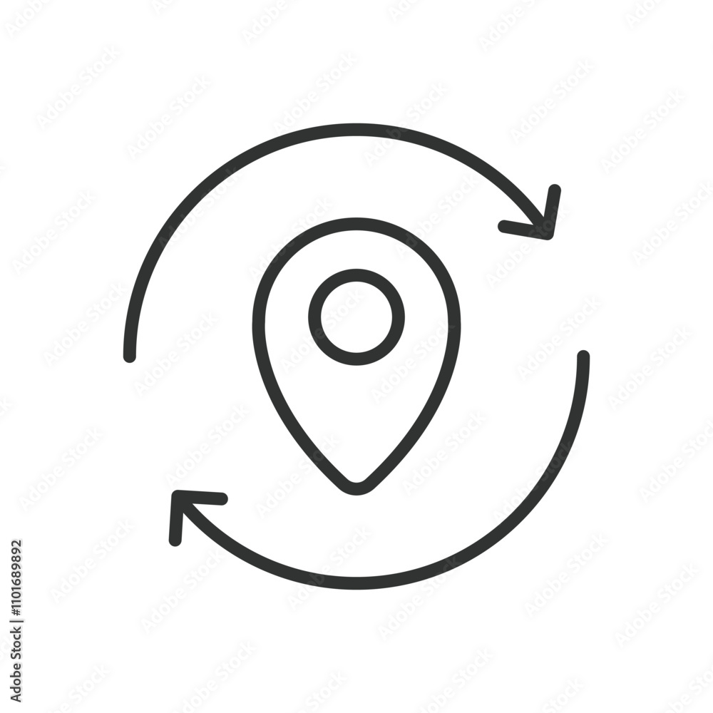 Refresh GPS location, icon in line design. Refresh, GPS, location ...