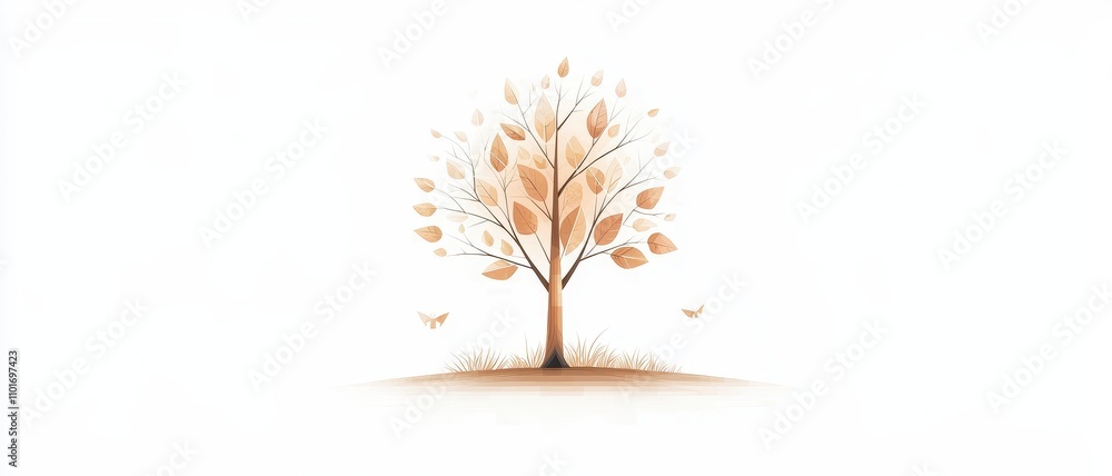 Elegant tree design featuring simple branches and geometric shapes in ...