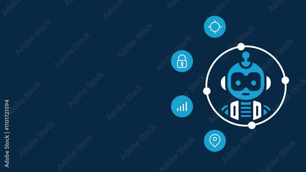 Robot artificial intelligence animation.4K Animated Ai with icon ...