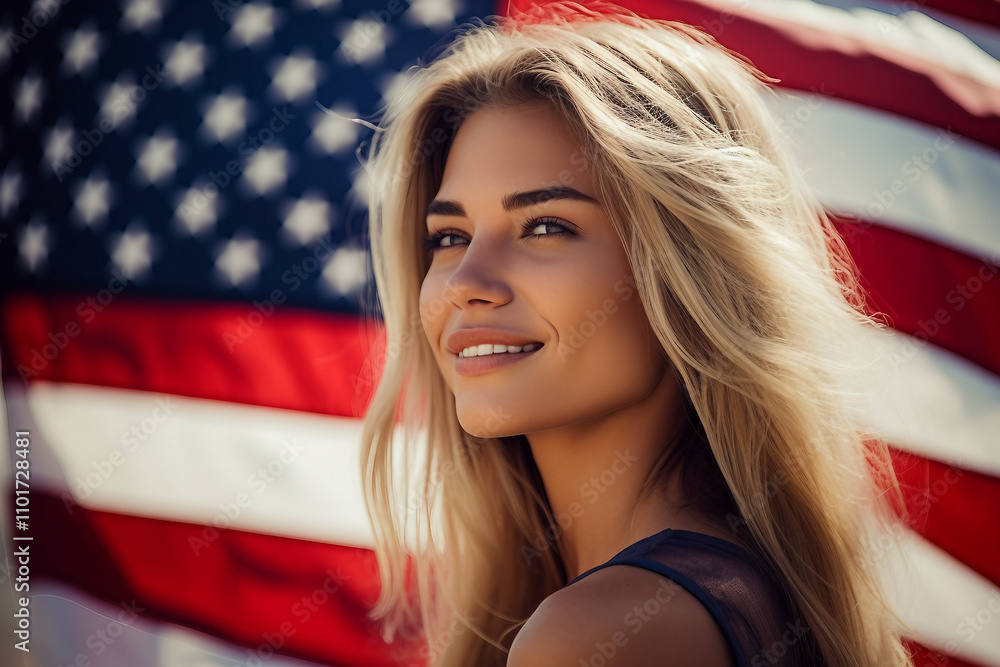 Happy american people citizens celebration national flag day ...