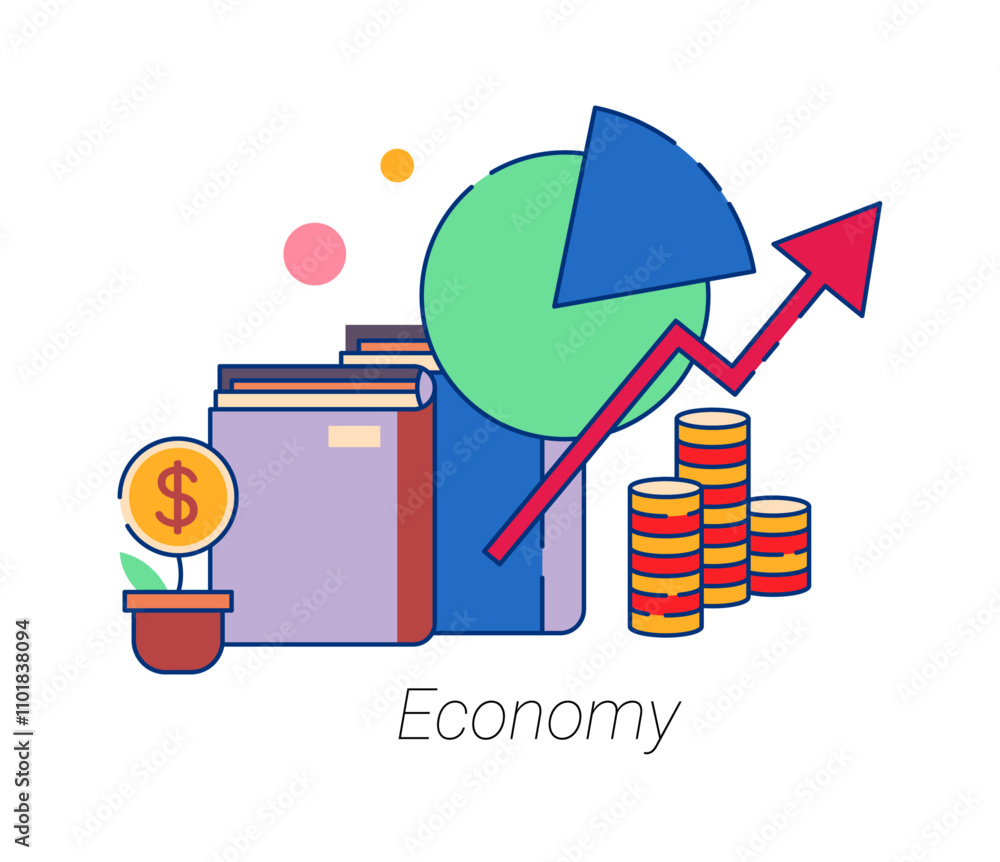 Economy subject in school or college, university discipline. Vector ...