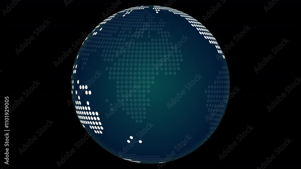 Dot Pattern Globe World Rotating on Transparent Background Seamless ...