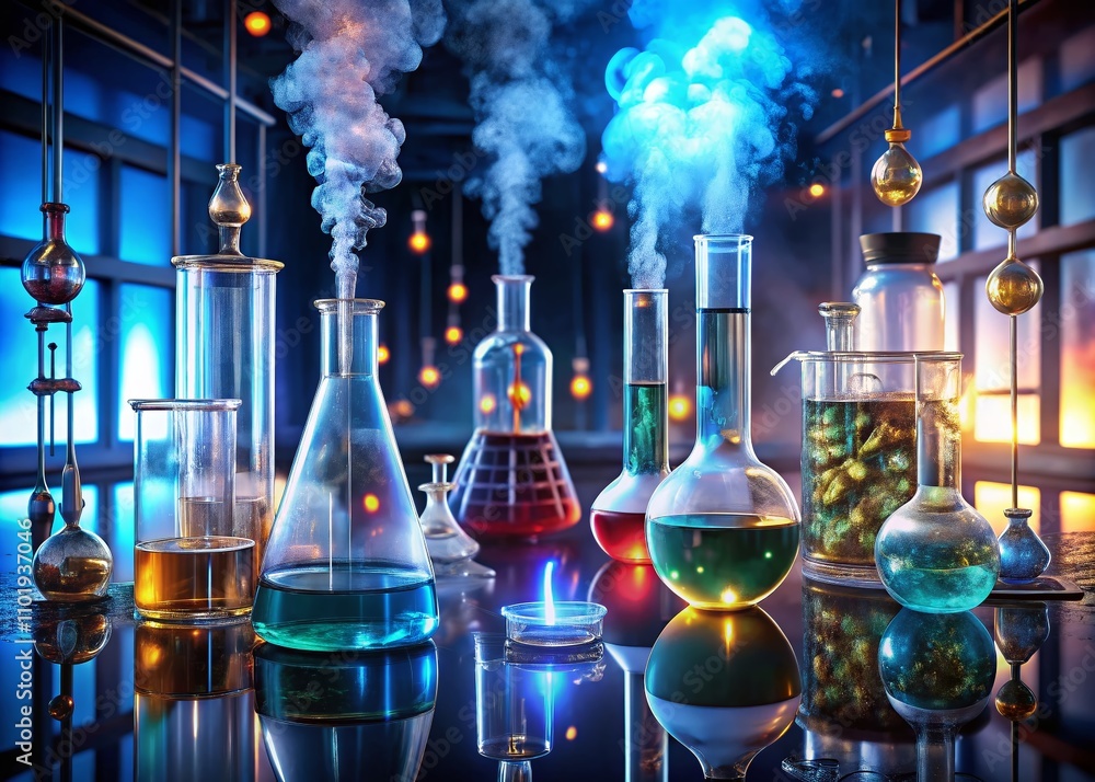 Surreal Laboratory Scene Depicting Chemical Analysis of Propylene ...