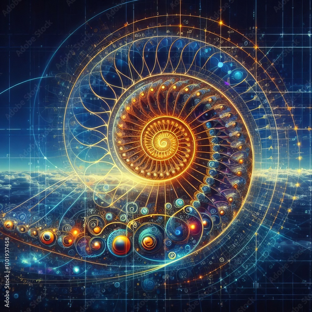 Fibonacci Sequence A Fibonacci sequence background adding a sens Stock ...