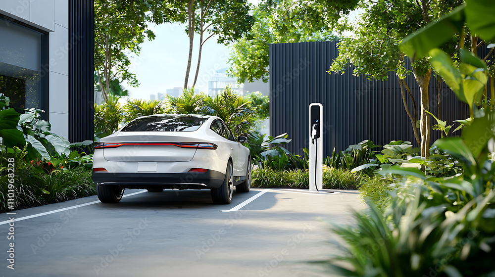 Easy ev charging dock in shopping mall parking lot modern design urban ...