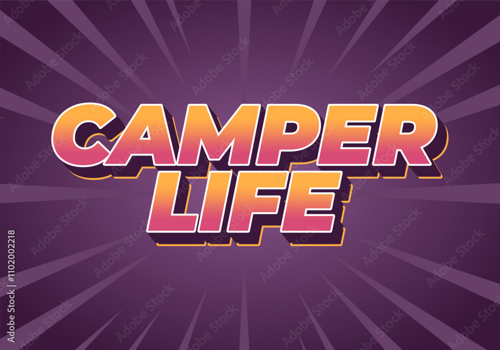 Camper life. Text effect design for social media or digital ads in bold ...