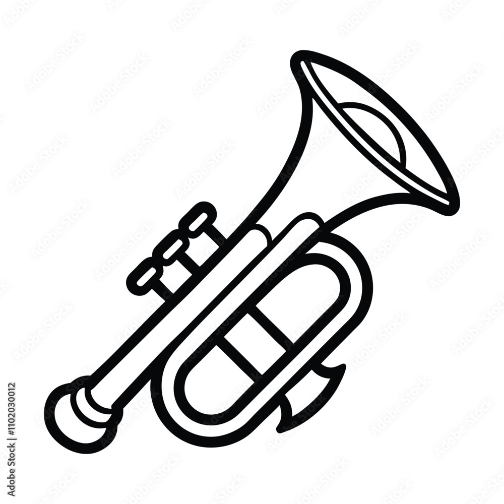 Poster Royal trumpet coloring page for kids Bold line vector art ...