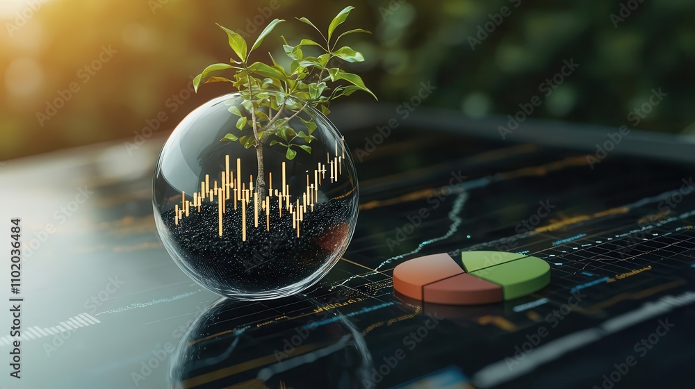 Stock ticker with highlighted green energy companies, portfolio ...