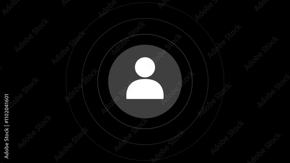 User profile icon animation with radio wave in black background. Stock ...
