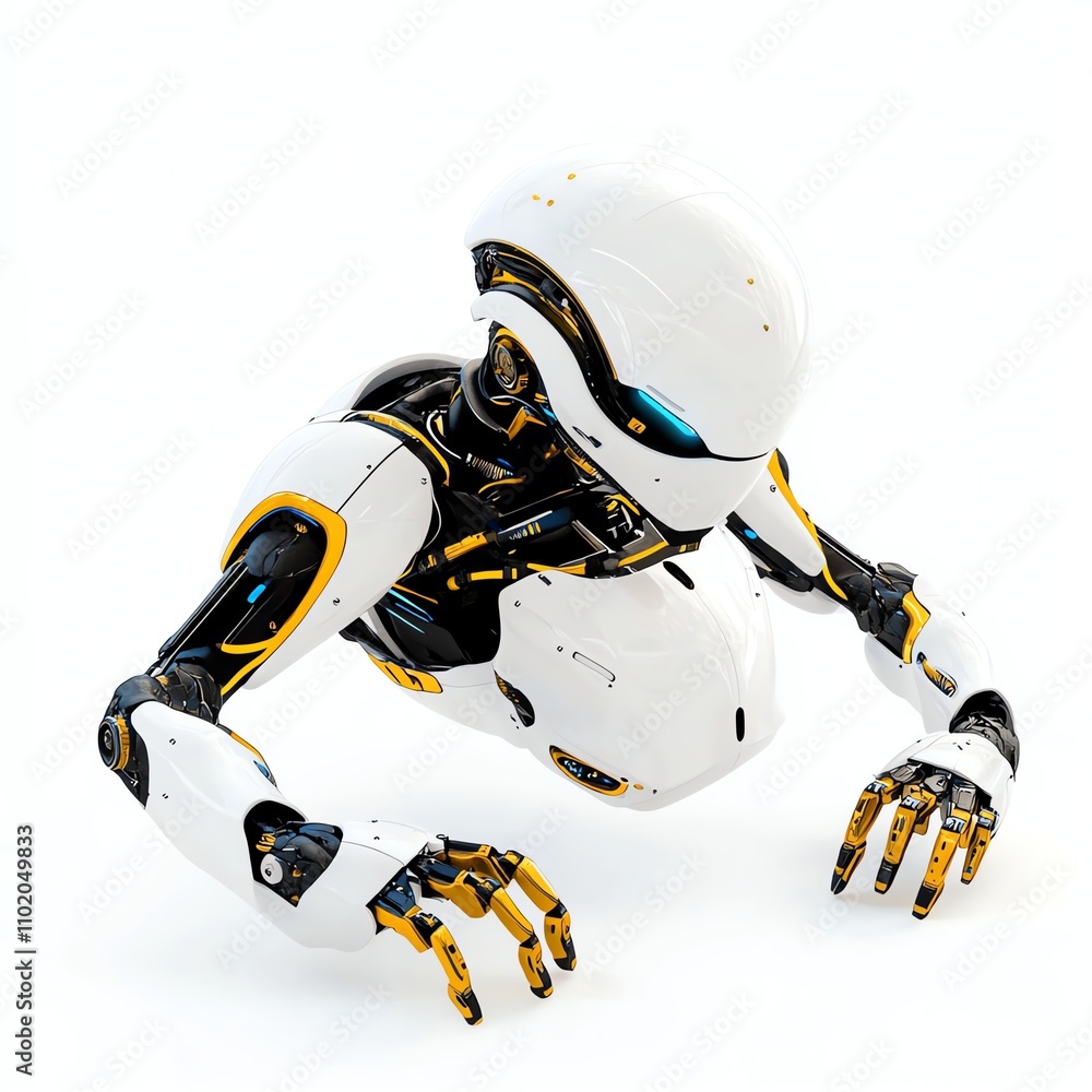 Futuristic robotic arm design with black and white colors, isolated on white background. Stock ...