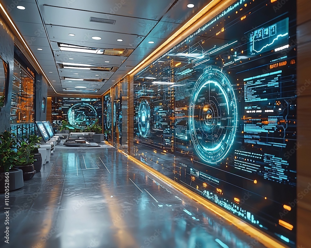 Futuristic office showcasing augmented reality HR assessment tools for ...