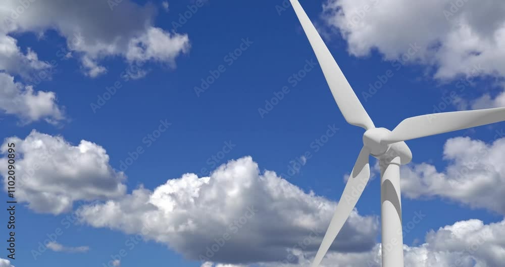 4k Resolution Video: Alternative Energy Concept. Wind Turbine Windmill Seamless Loop Rotating on ...
