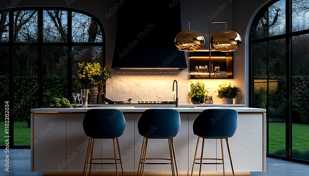 General shot, cinematic photography, super expensive and chic kitchen ...