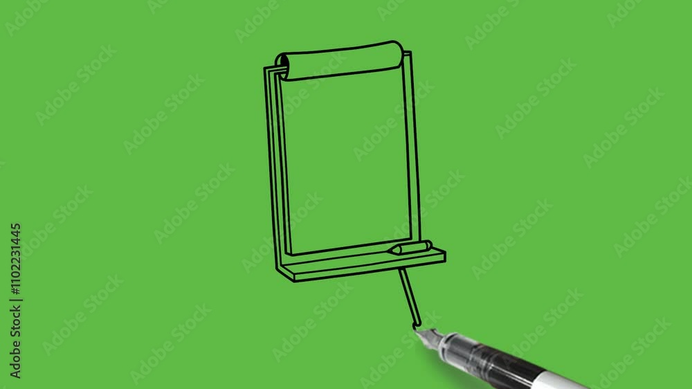 draw rectangle shape blank board fix on 3d table and pen or pencil ... draw rectangle shape blank board fix on 3d table and pen or pencil ...