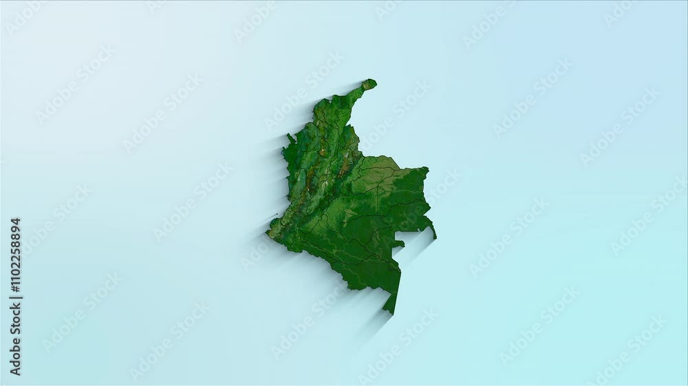 Colombia animated map showing regions forming the country with a ...