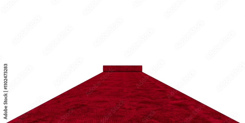 Long open red carpet perspective isolated on white background ...