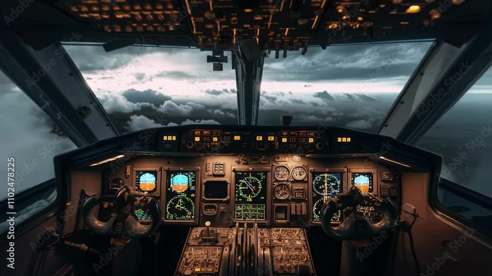 Experience a stunning perspective from the cockpit as clouds drift ...