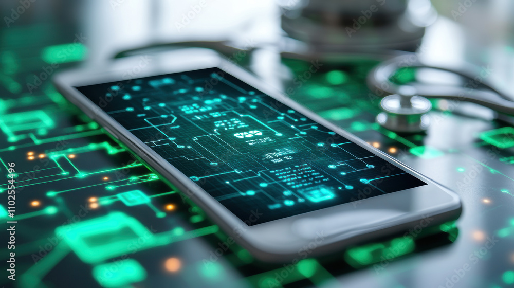 smartphone displaying real time health analytics on digital interface ...