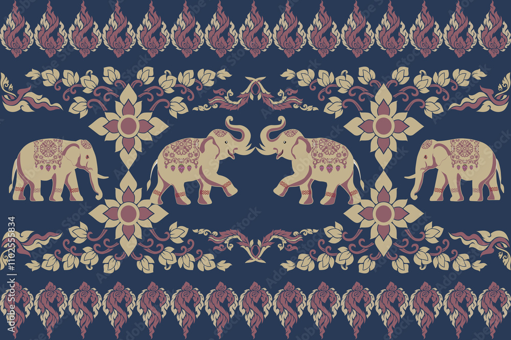 elephants pattern, Beautiful Thailand,thai pattern,seamless,Traditional ...