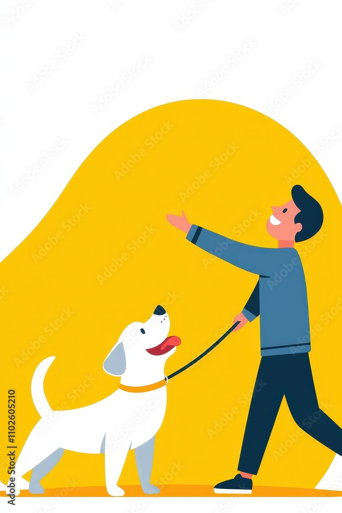 Person helping a neighbor walk their dog with a big smile Stock ...