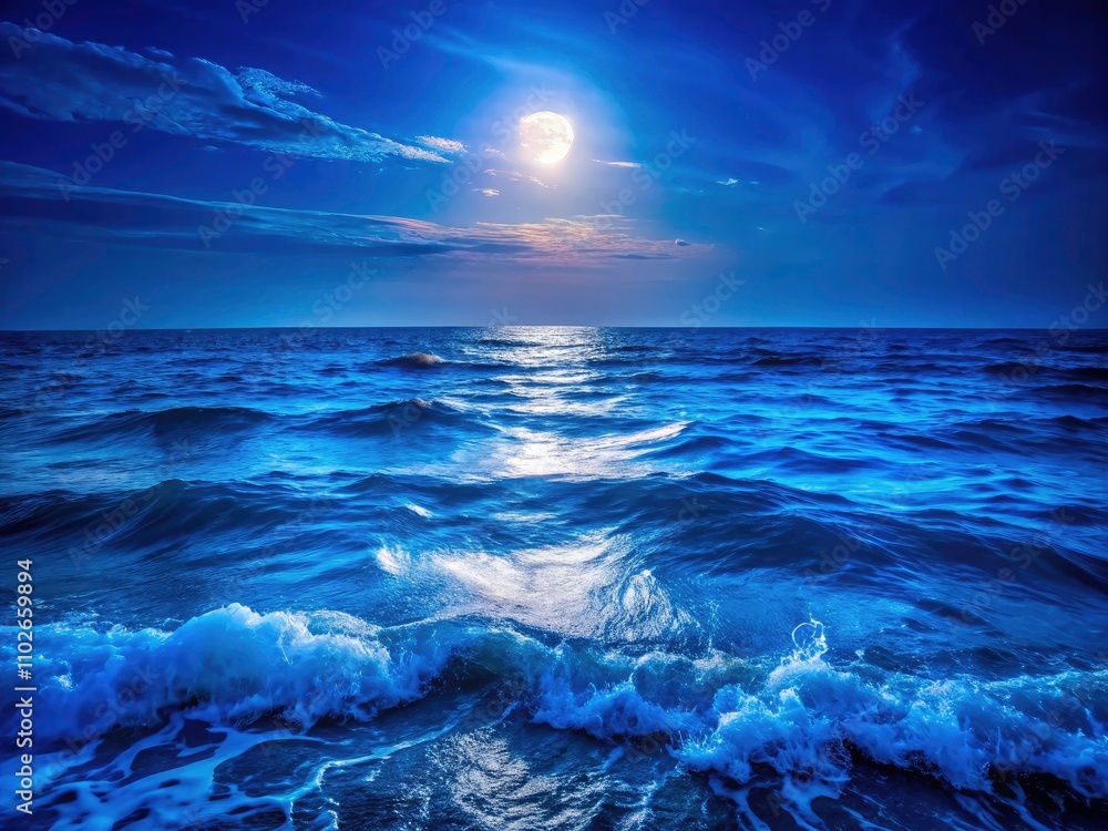 Stunning Blue Sea Low Light Photography: Night Ocean, Dark Blue Water ...