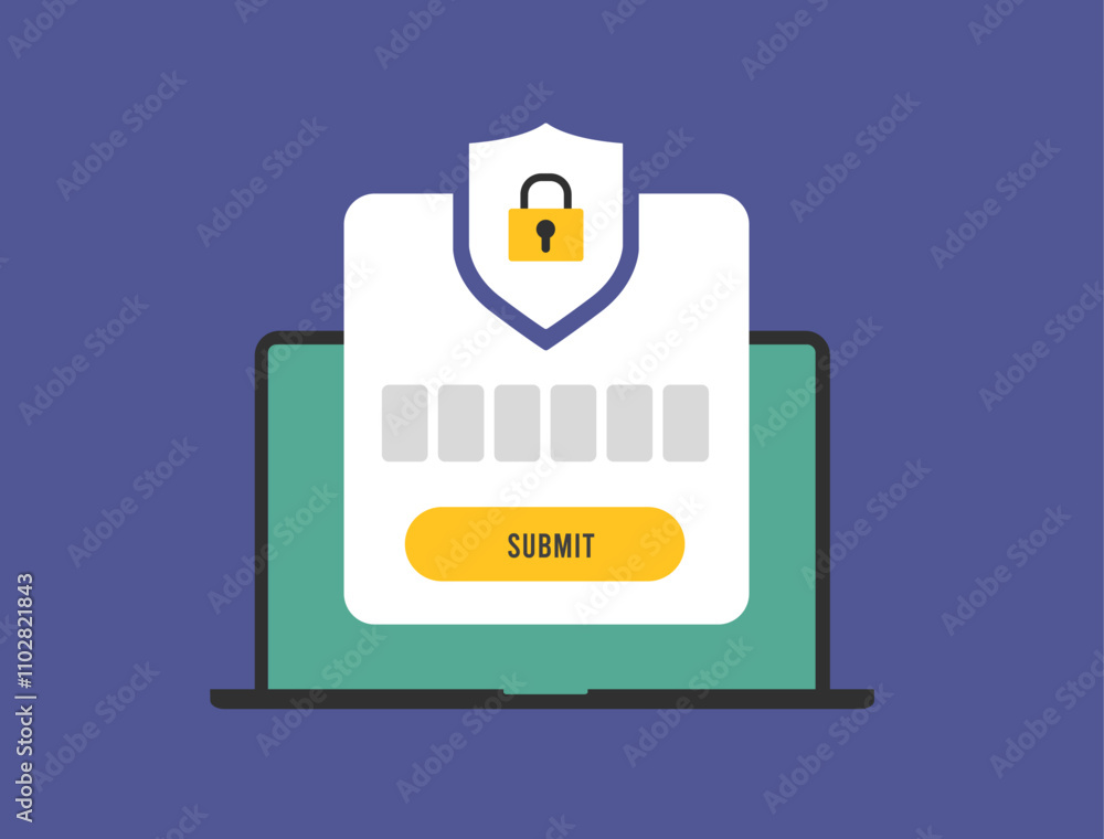 Two-factor authentication - 2fa secure login with verification code form. Multi-factor security ...