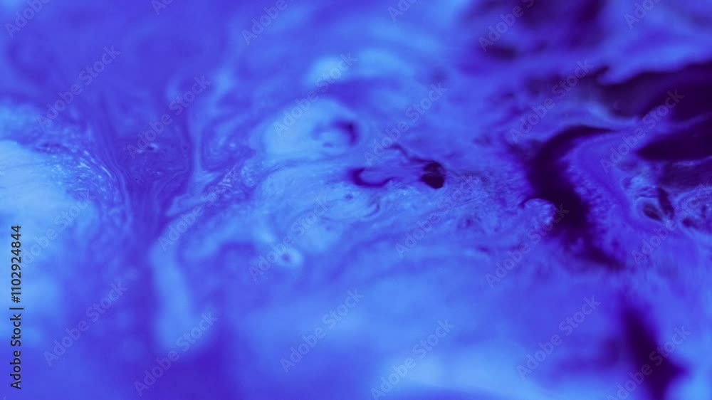 Ink drip. Fluid spill. Defocused blue color emulsion texture acrylic ...