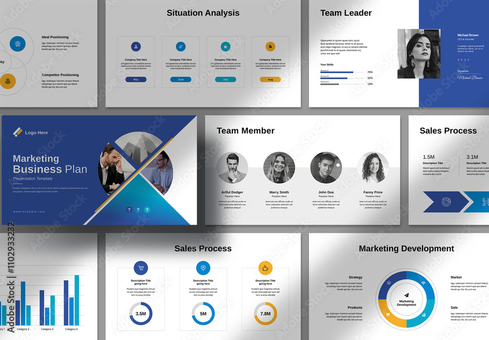 Marketing Business Plan Presentation Layout Stock Template | Adobe Stock