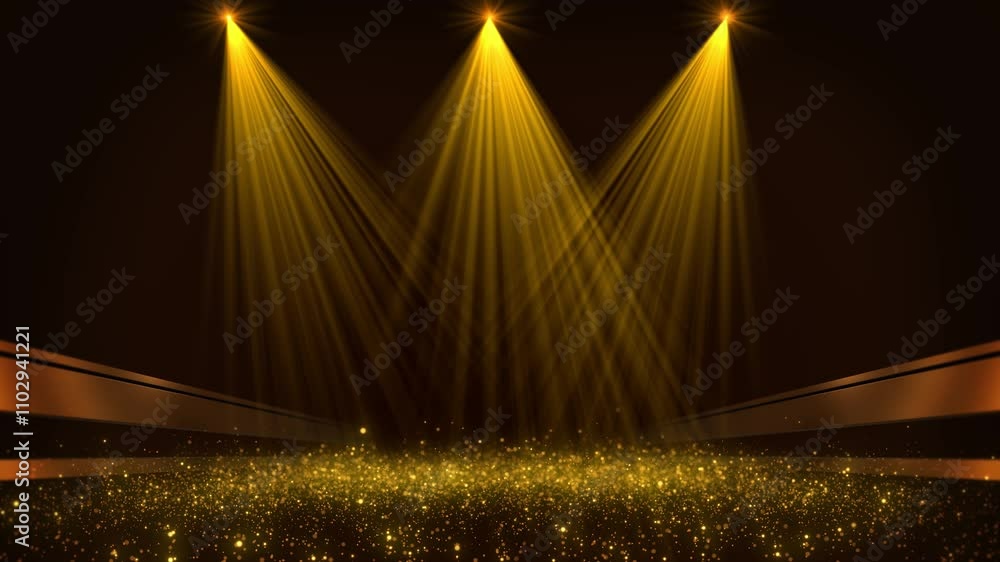 Award ceremony stage party stage glitter animation. stars, lights 4K 3D ...