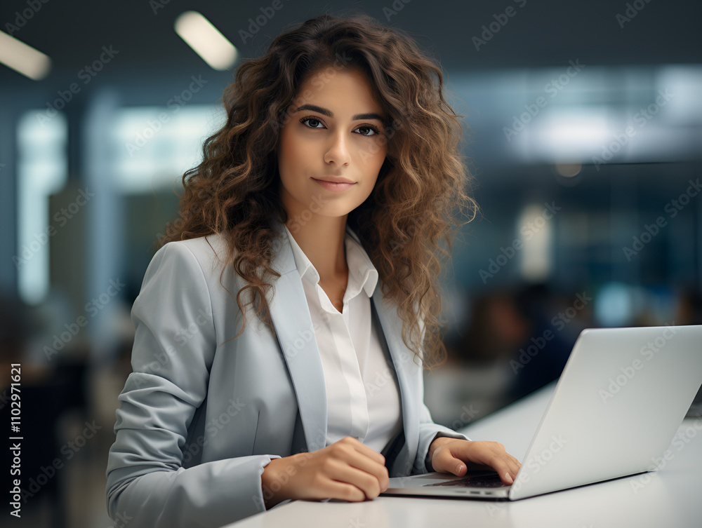 sony α7iii style, young woman at work, office scene, relaxed feel ...