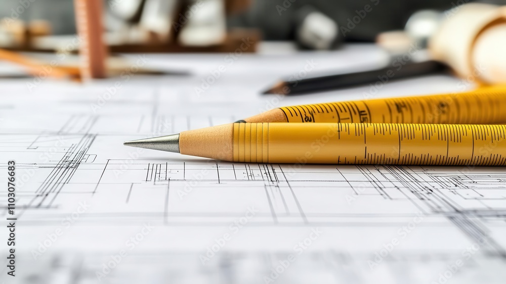 Planning flat design side view blueprint table theme animation Stock ...